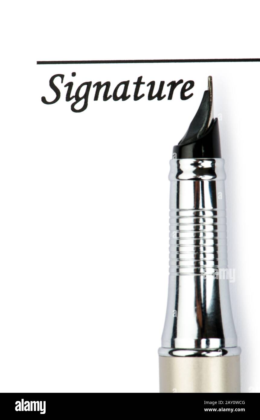 Pen and signature isolated on white Stock Photo - Alamy