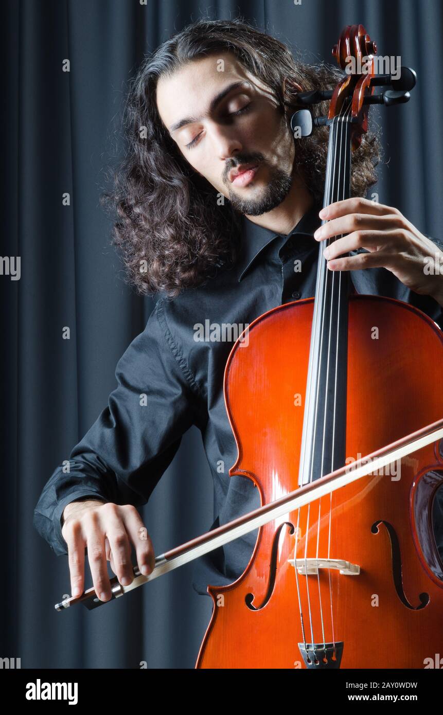 Man playing the cello Stock Photo - Alamy