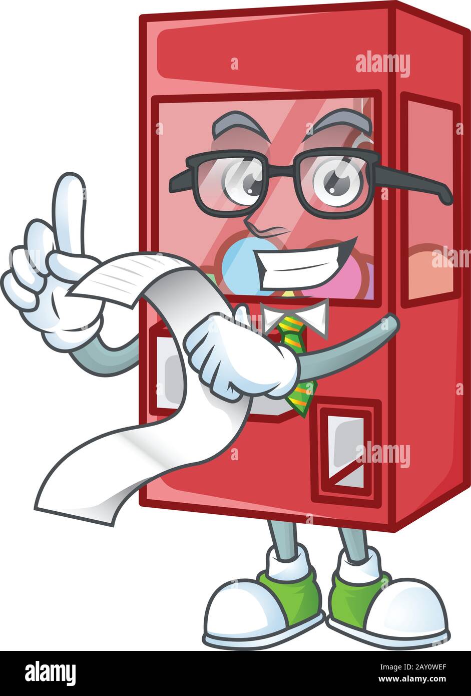 A funny face character of toy claw machine holding a menu Stock Vector ...