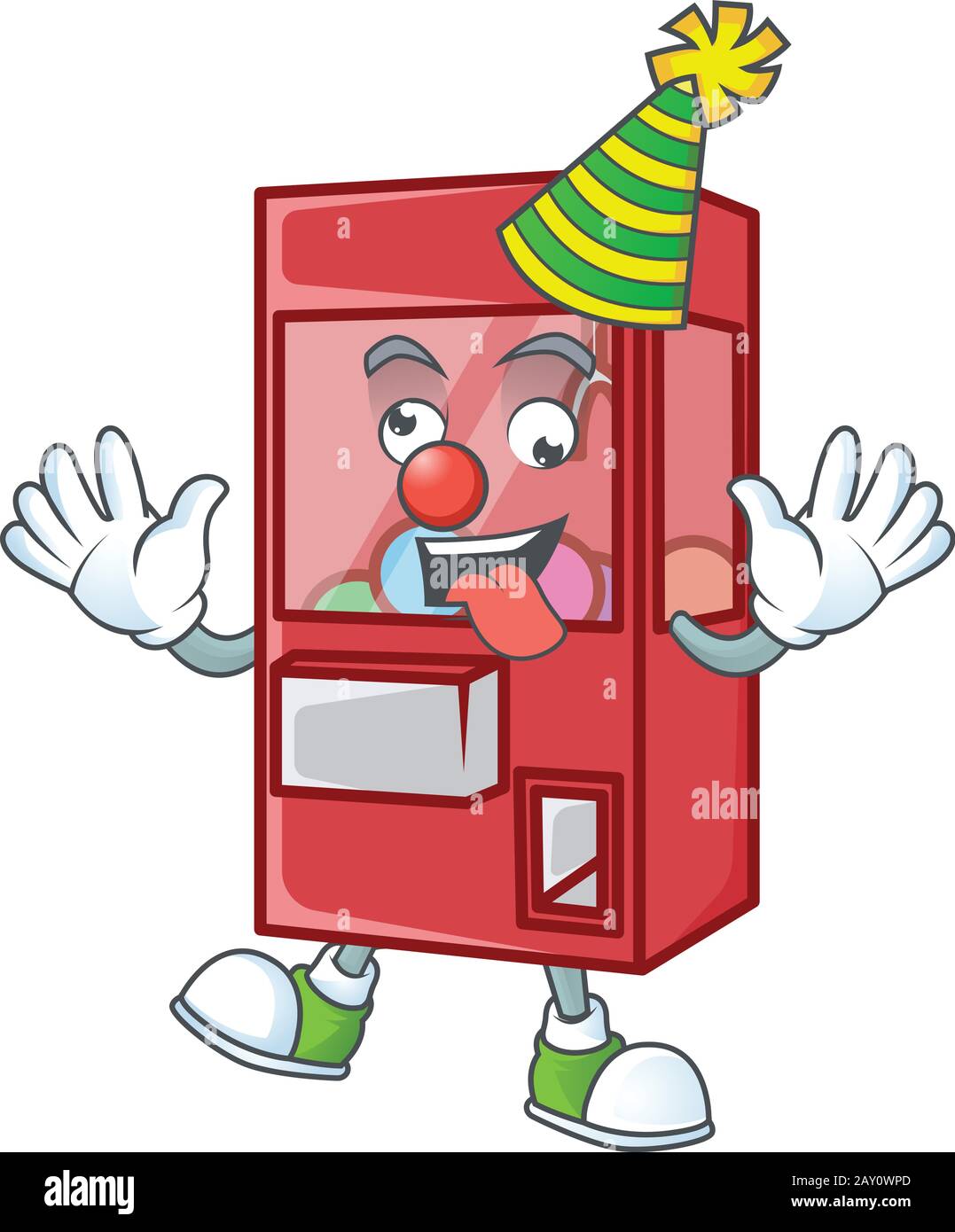 Cute and funny Clown toy claw machine cartoon character mascot style ...