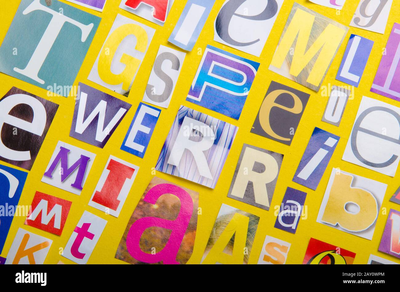 Newspaper magazine alphabet letters numbers hi-res stock photography ...
