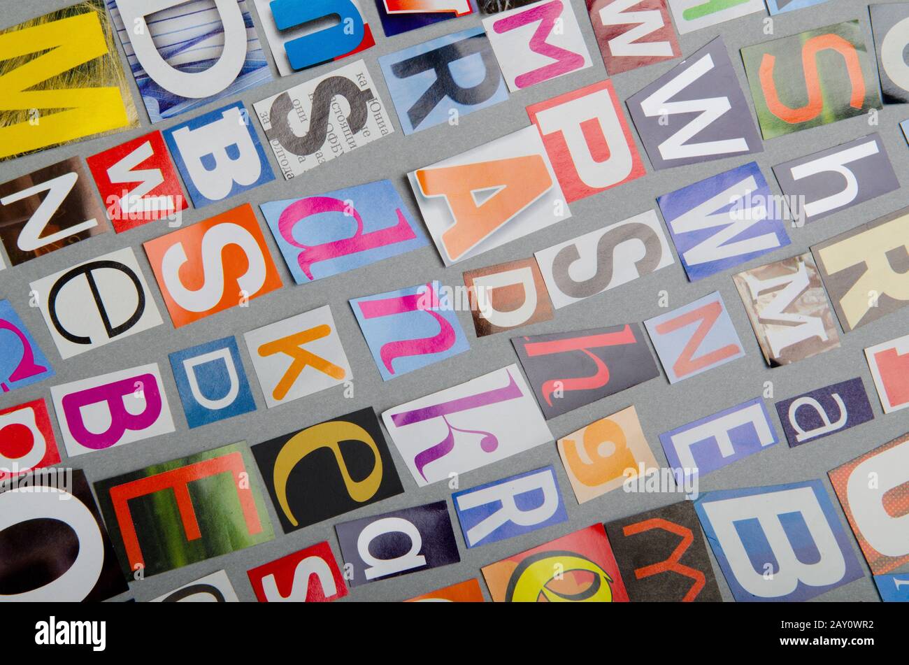 Newspaper magazine alphabet letters numbers hi-res stock photography ...