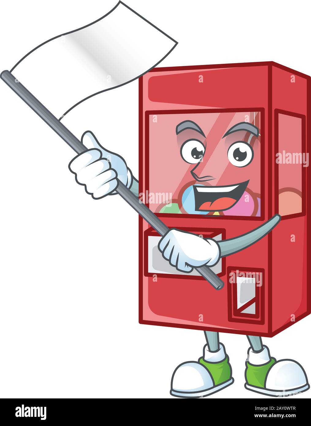 Funny toy claw machine cartoon character design with a flag Stock ...