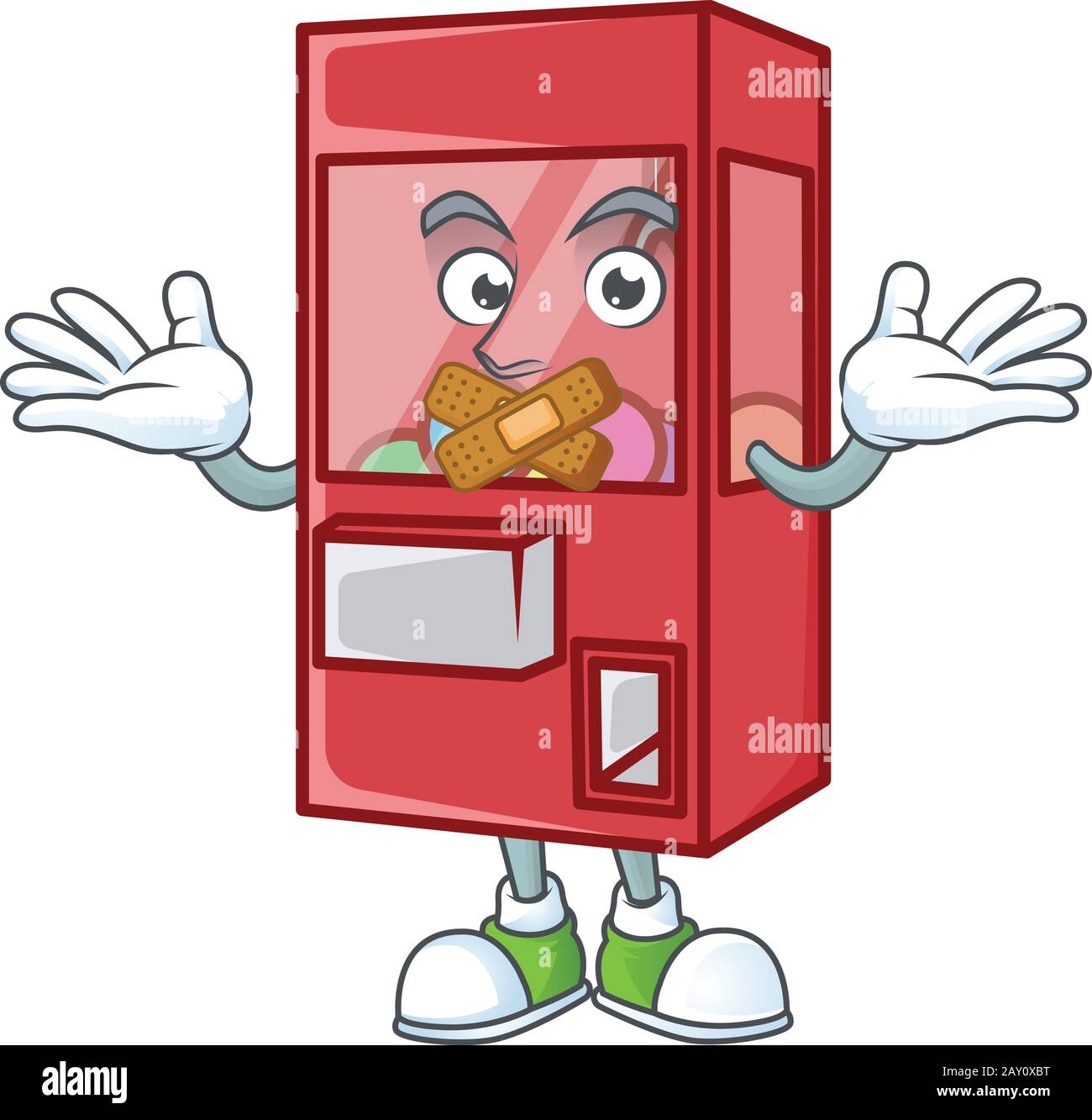 mascot cartoon character design of toy claw machine making a silent ...