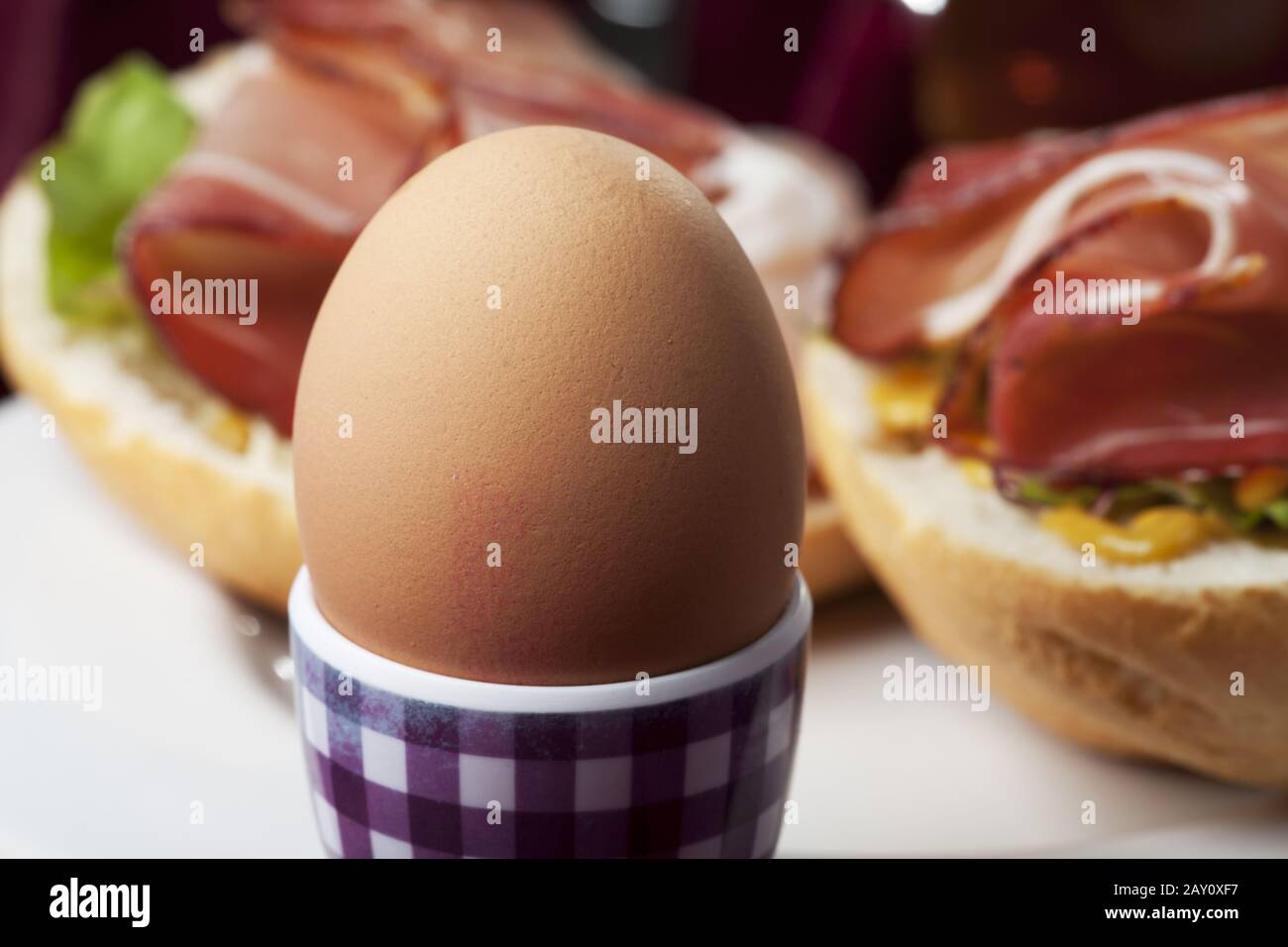 boiled egg and ham sandwich Stock Photo - Alamy
