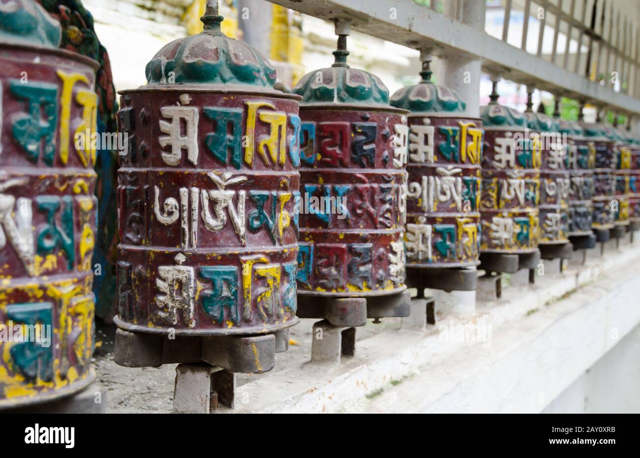 Tibetan prayer wheels Stock Photo - Alamy