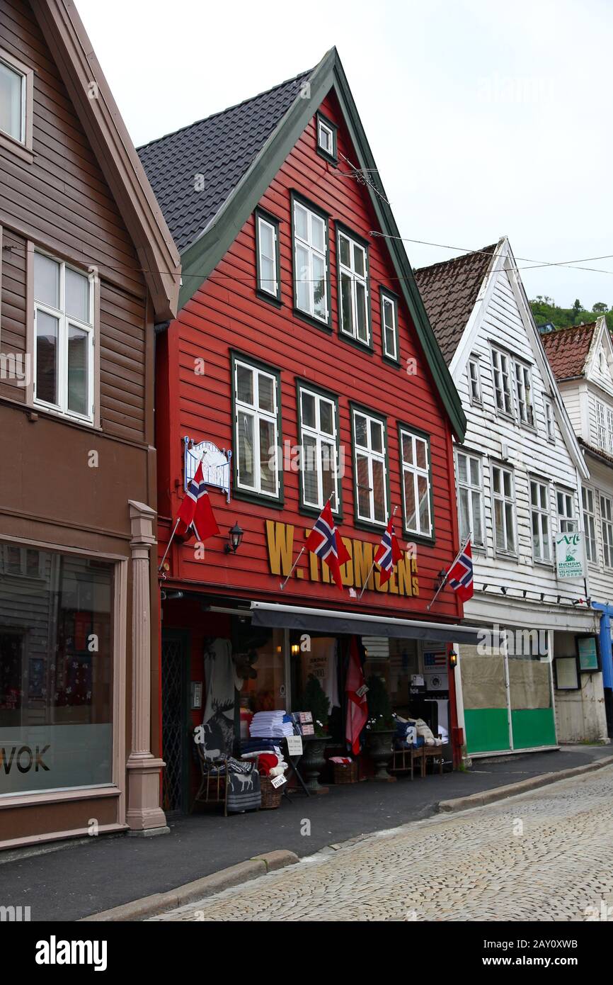 Bryggen Hanseatic Wharf in Bergen city, Norway Stock Photo - Alamy