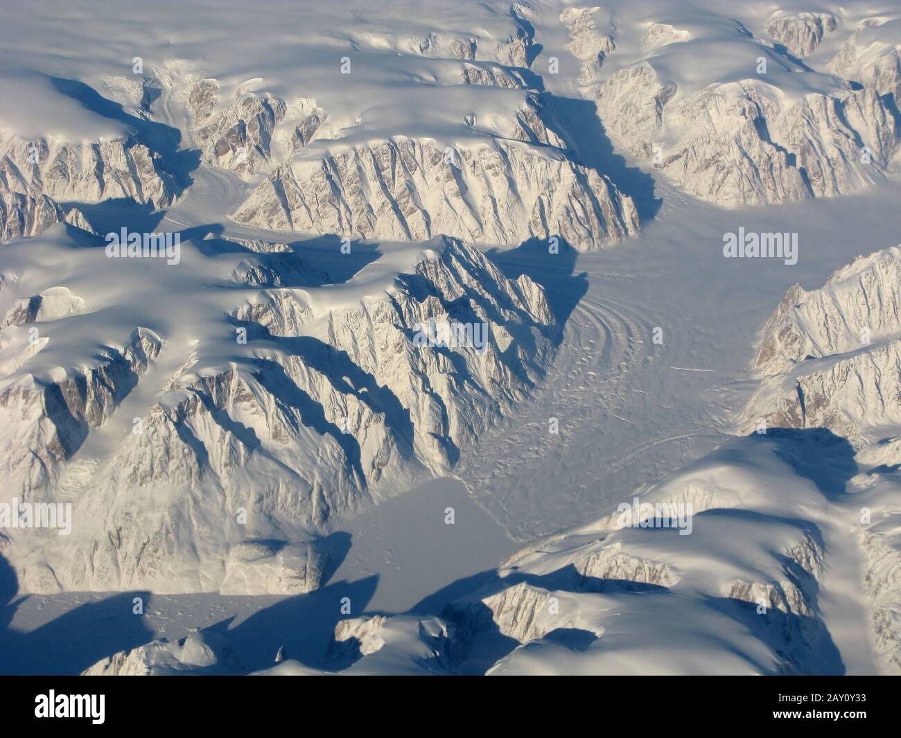 Aerial view of the Greenland snow rivers Stock Photo - Alamy