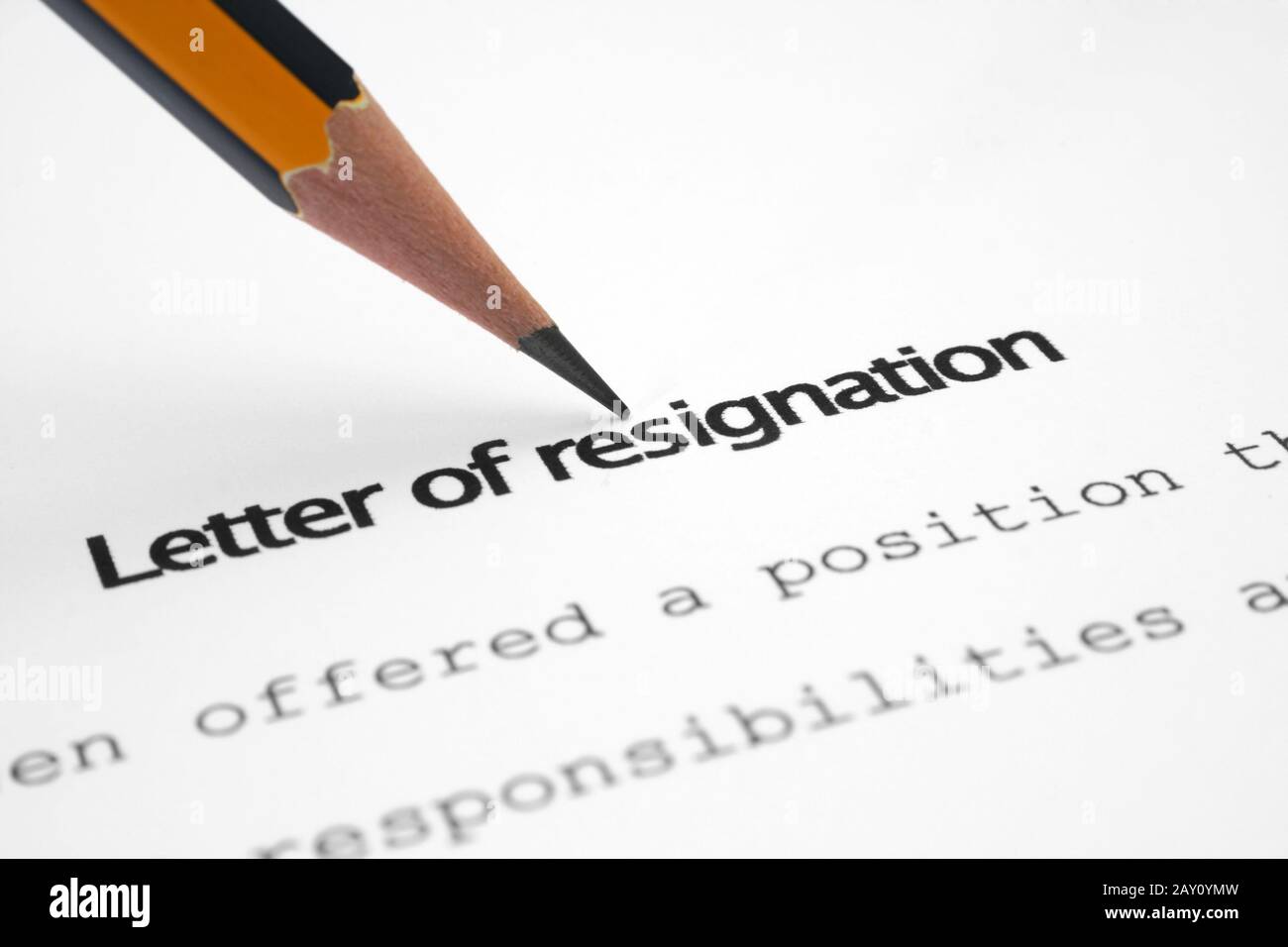 Letter of resignation Stock Photo - Alamy
