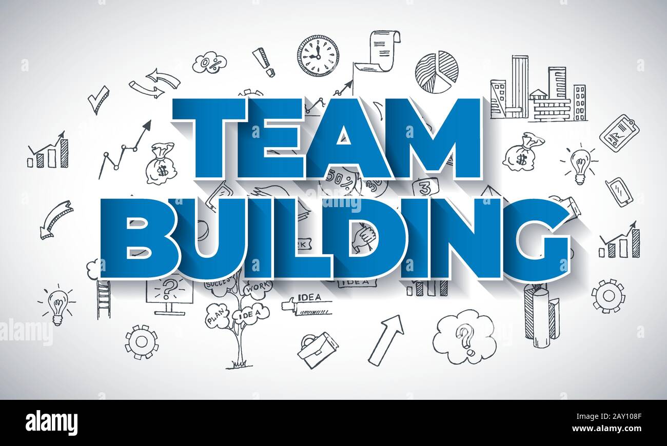 Team building cartoon red text Stock Vector Images - Alamy