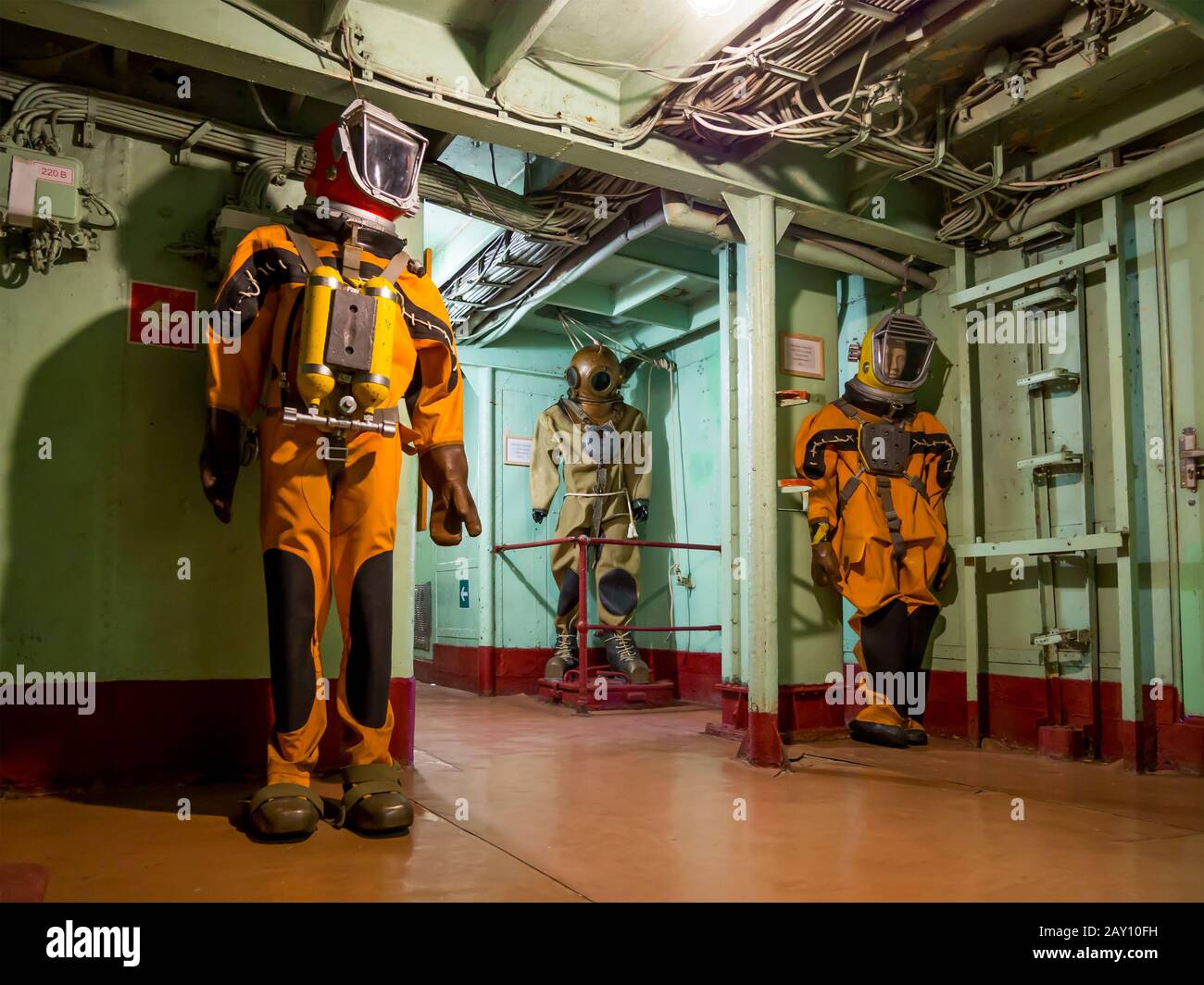 Novorossiysk, Russia - August 01, 2019: Figures in diving suits in the ...