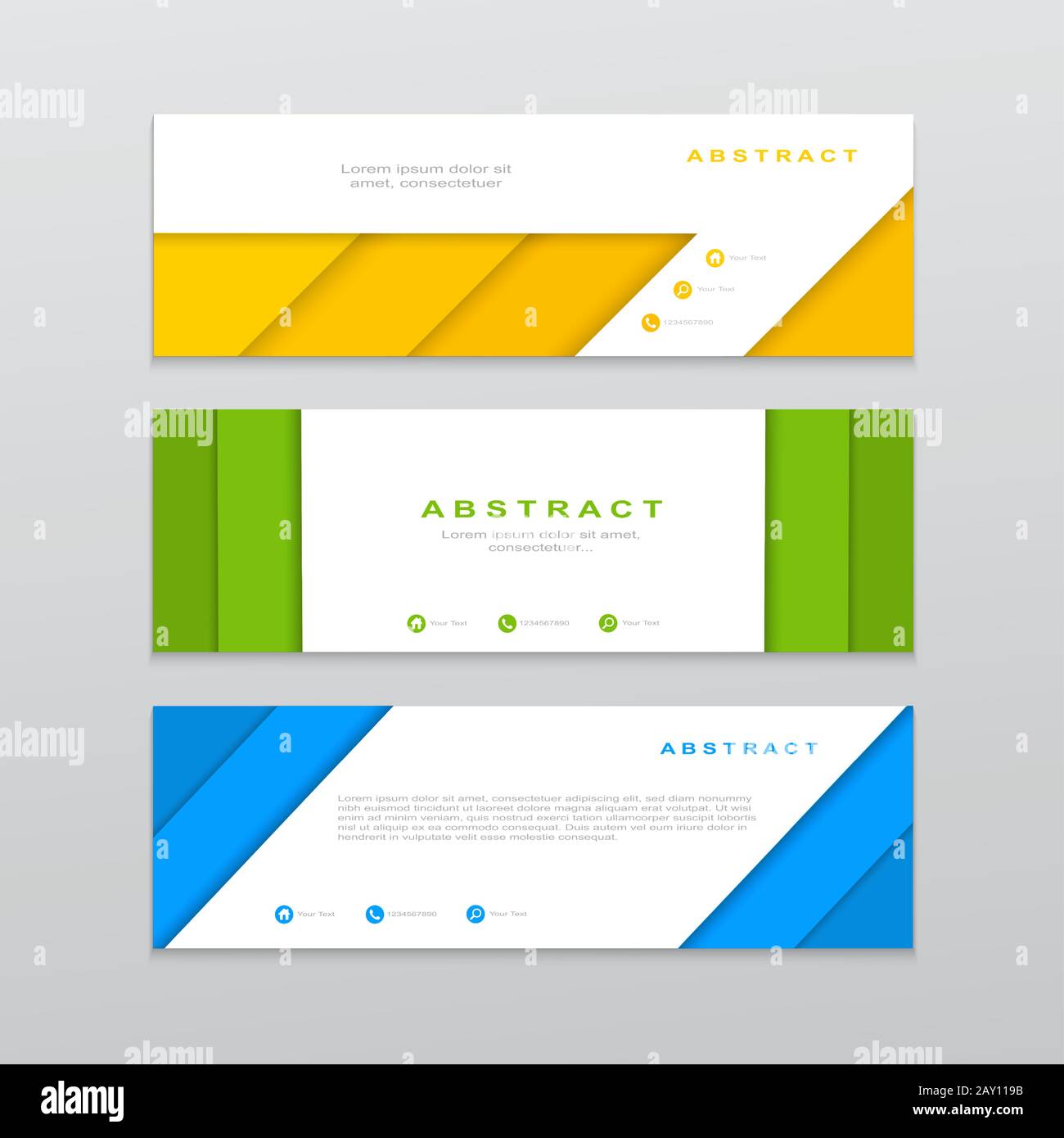 3d vector abstract banner template. Horizontal web banner, modern ...
