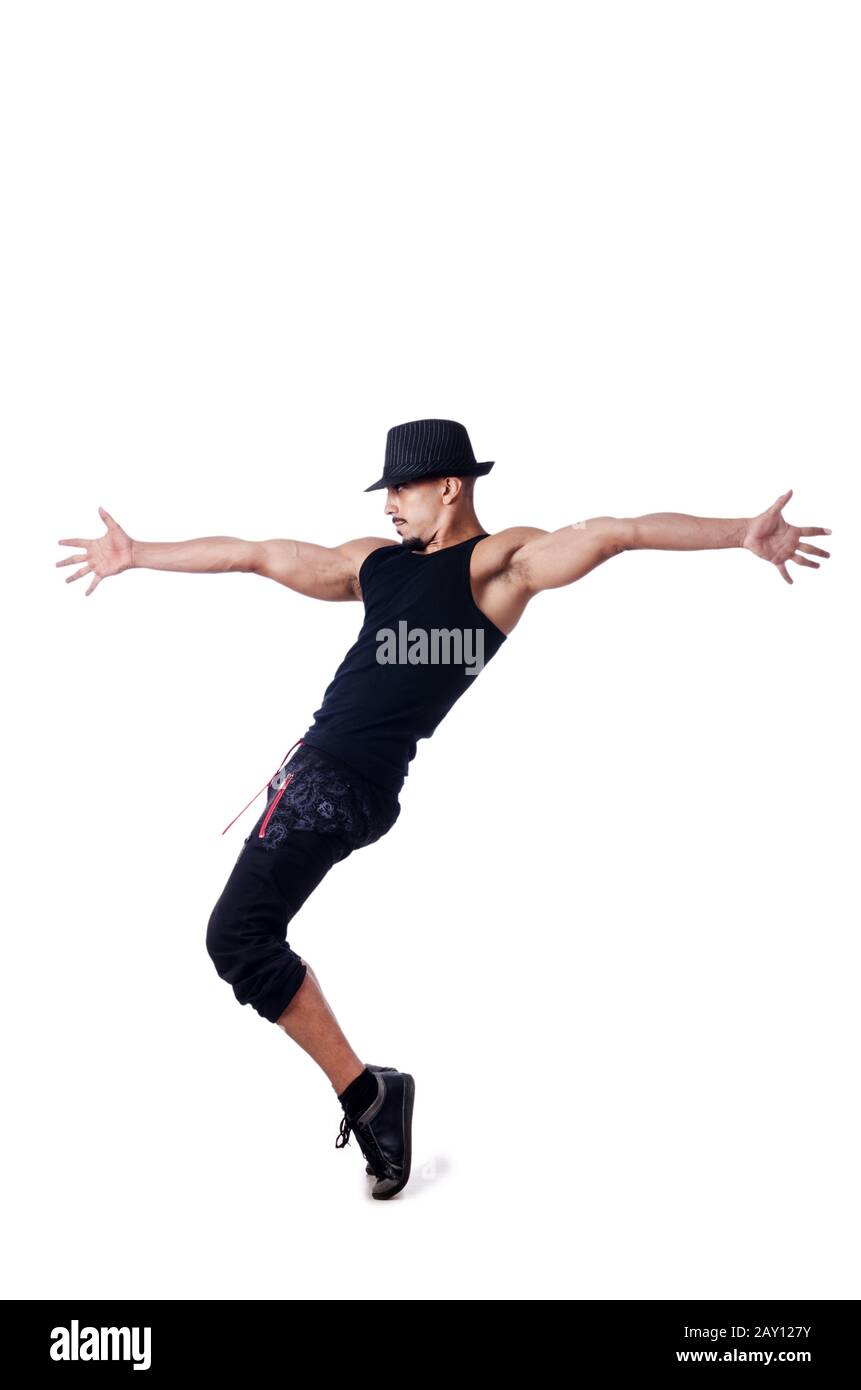 Muscular dancer isolated on white Stock Photo - Alamy