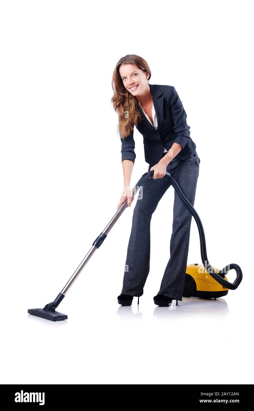 Worker cleaning dirty floor Cut Out Stock Images & Pictures - Alamy