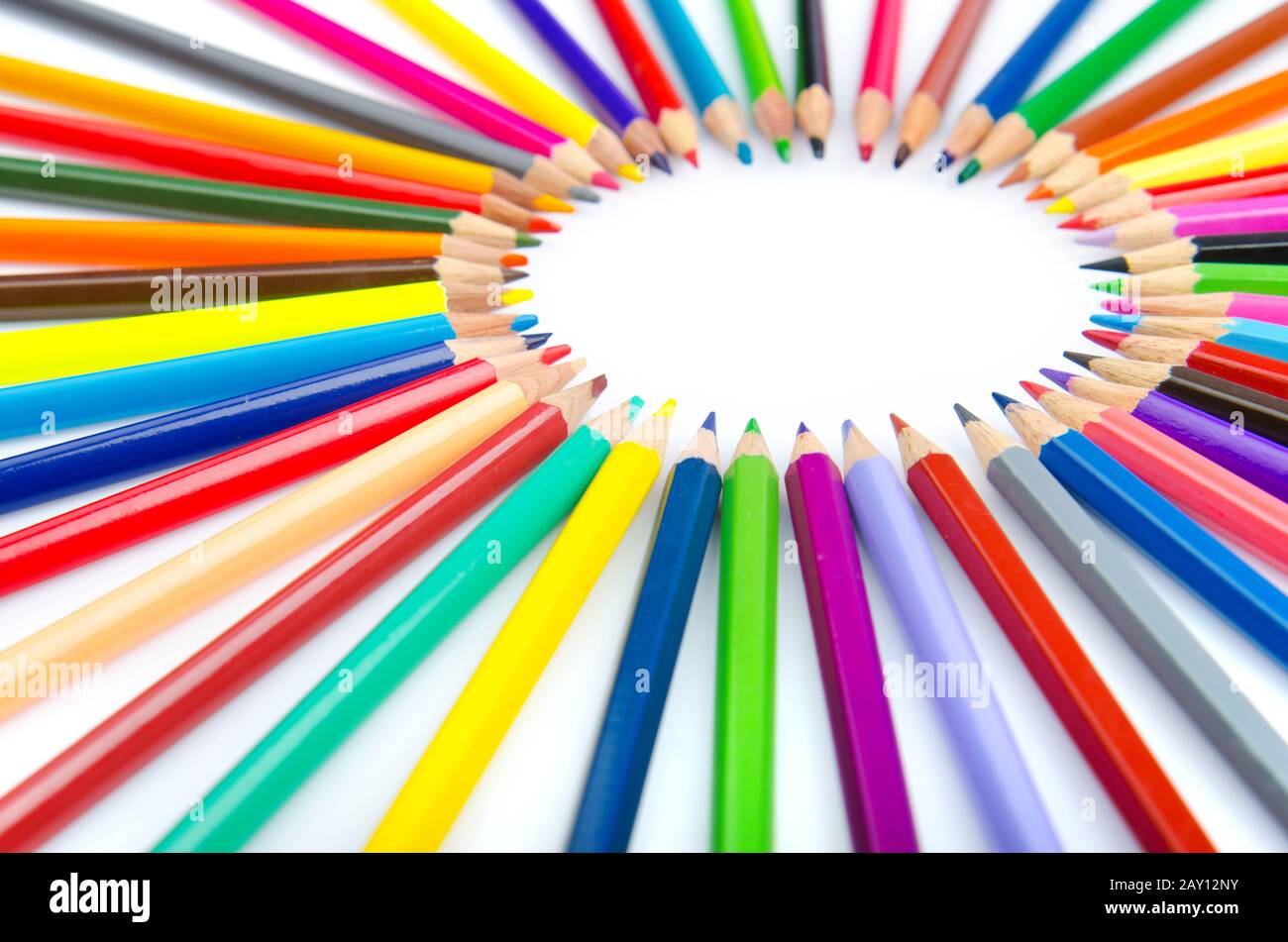 Colour pencils in creativity concept Stock Photo - Alamy