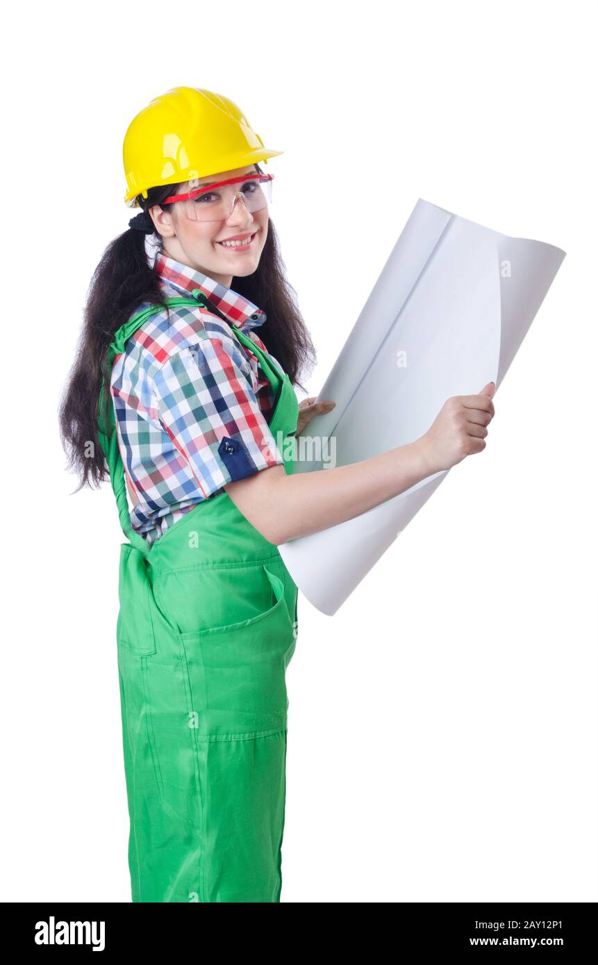 Engineer woman drawing isolated on Cut Out Stock Images & Pictures - Alamy