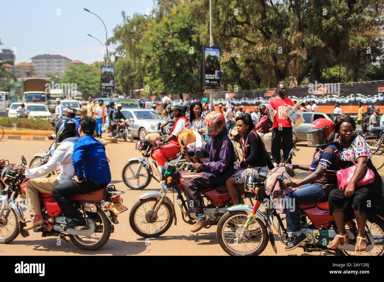 Kampala, Uganda - January 28, 2018: The street life of Uganda's capital ...