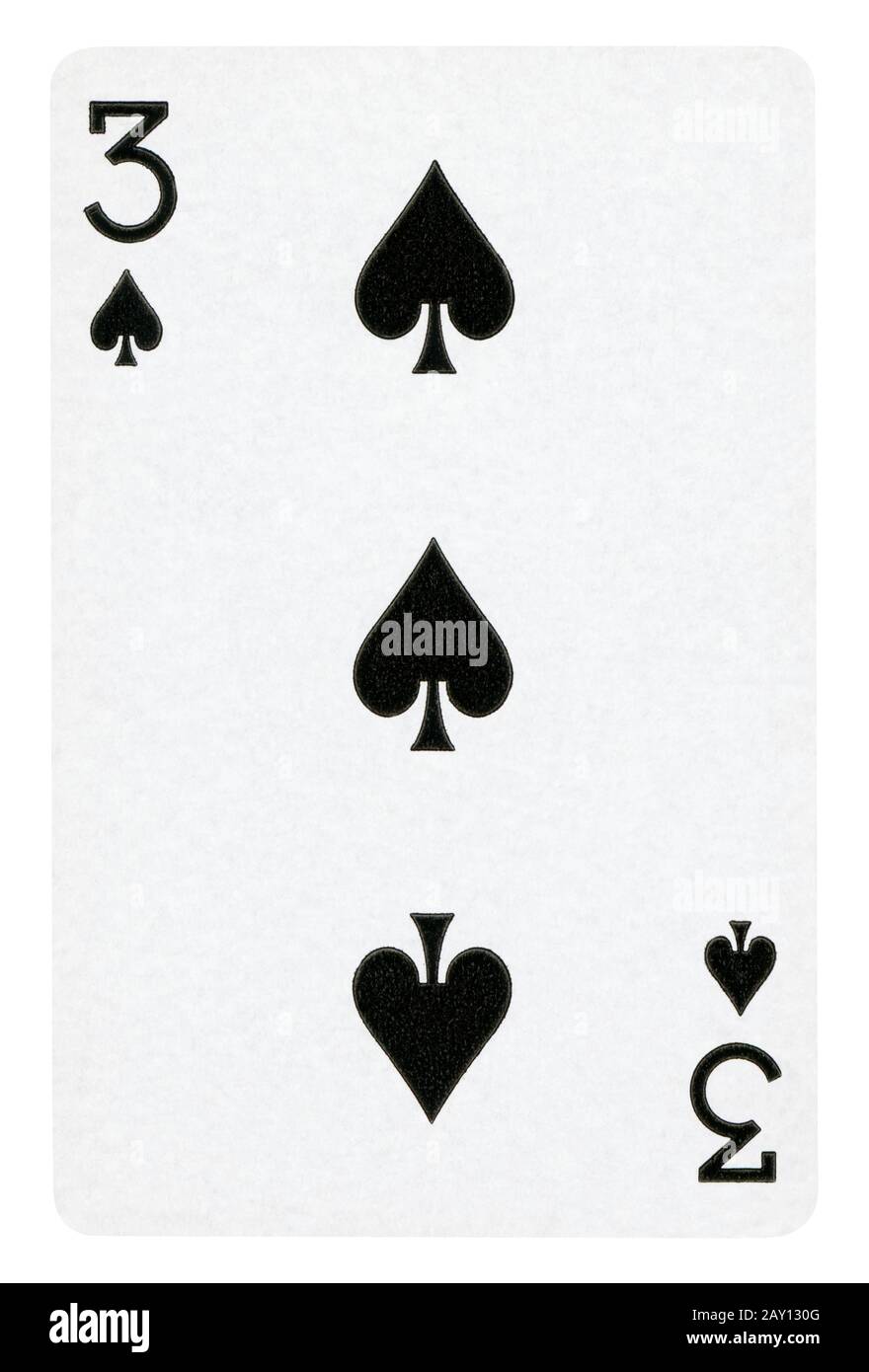Three of Spades Vintage playing card - isolated on white (clipping path ...