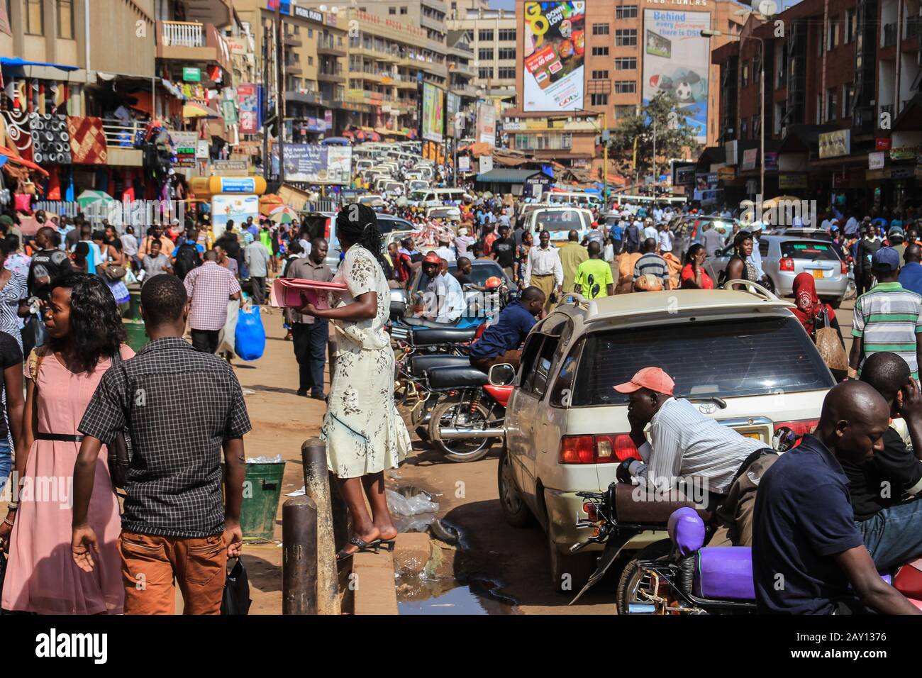 Kampala, Uganda - January 28, 2018: The street life of Uganda's capital ...