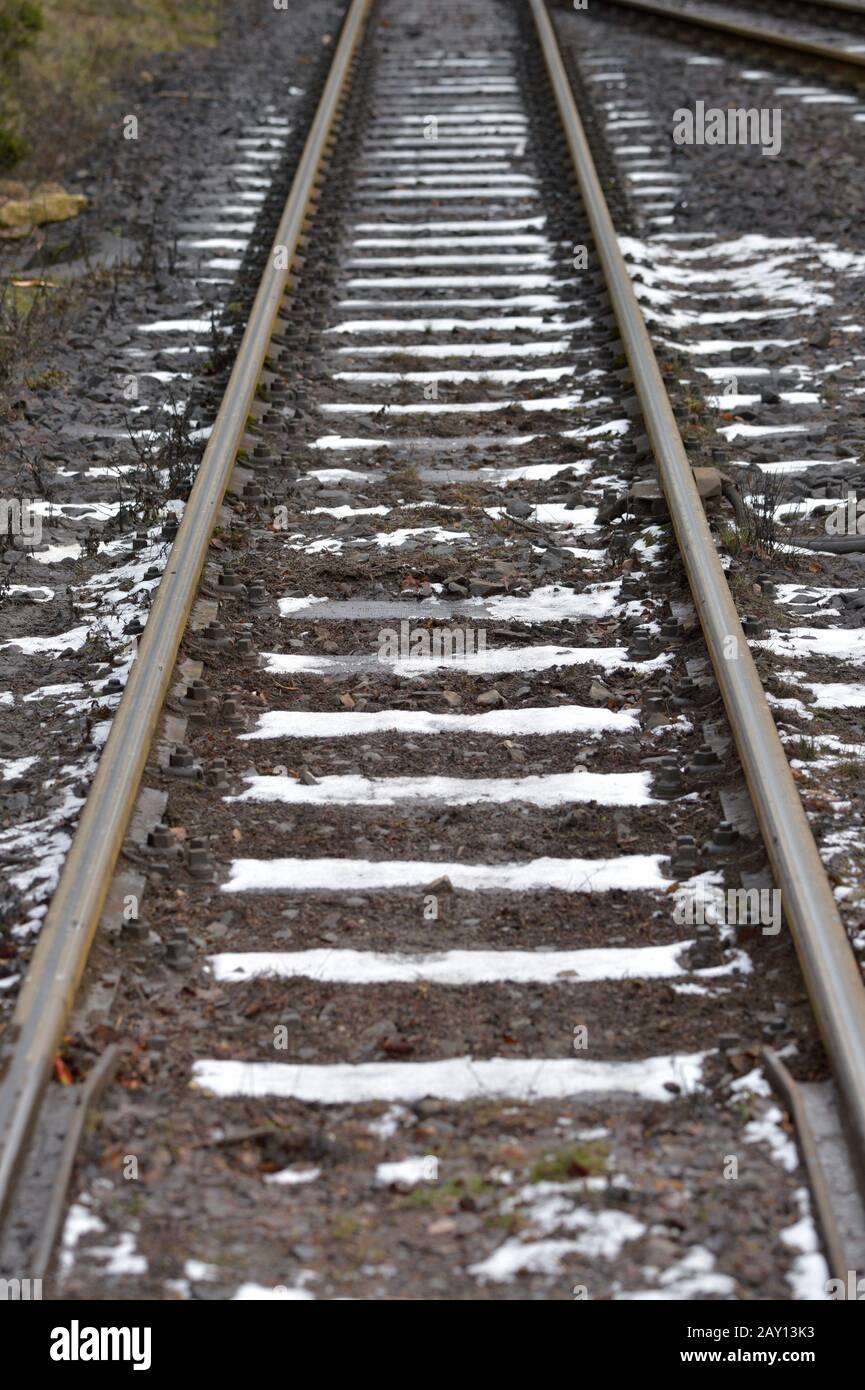 Rail tracks harz narrow gauge railway winter hi-res stock photography ...