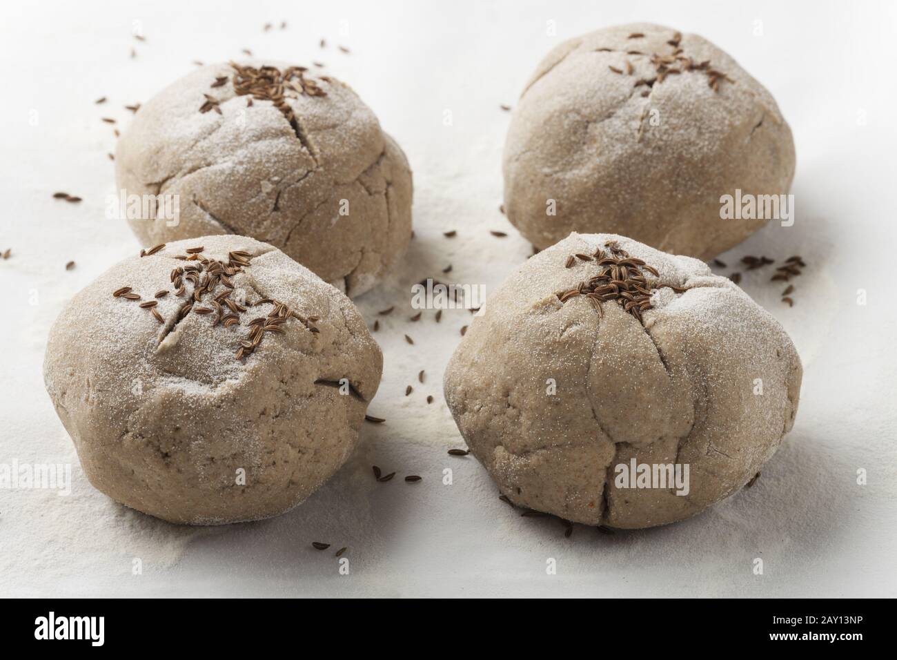 Four white bread rolls hi-res stock photography and images - Alamy