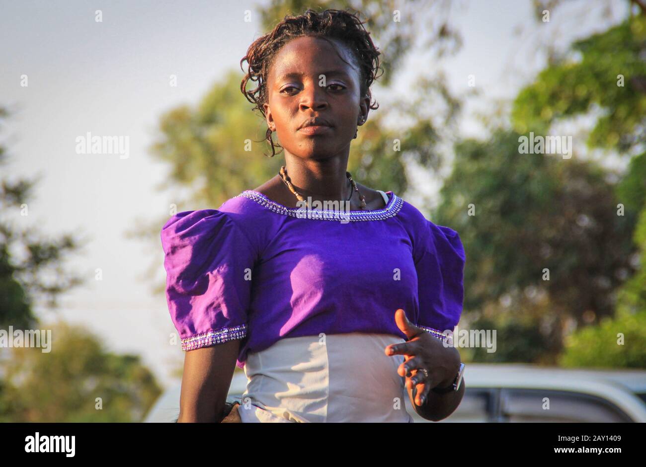 Kampala, Uganda - January 25, 2018: African singer sings and dances at ...