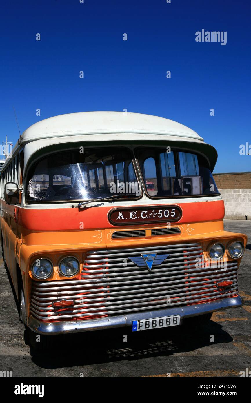 traditional buses in Malta Stock Photo - Alamy