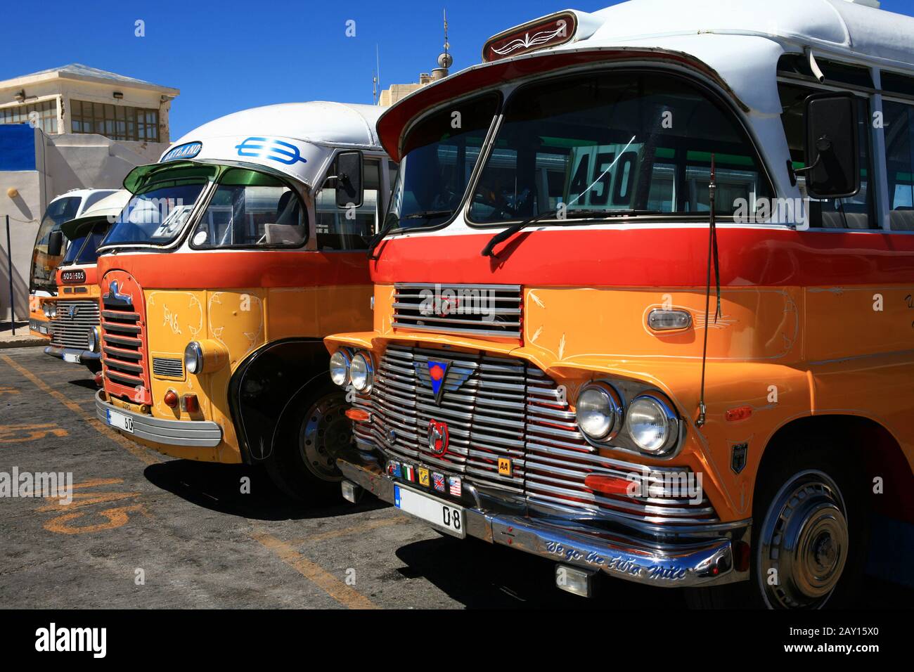 traditional buses in Malta Stock Photo - Alamy