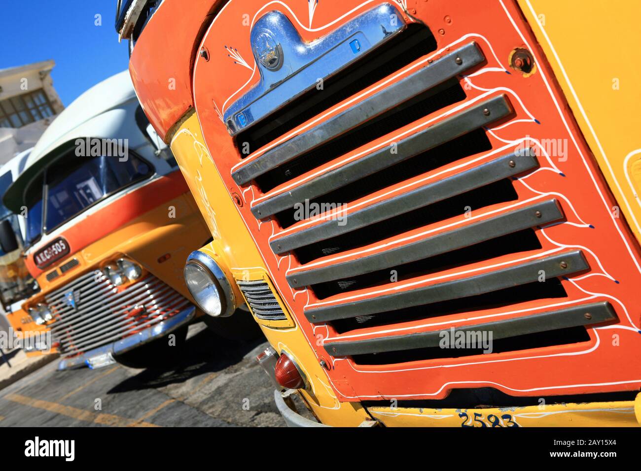 traditional buses in Malta Stock Photo - Alamy