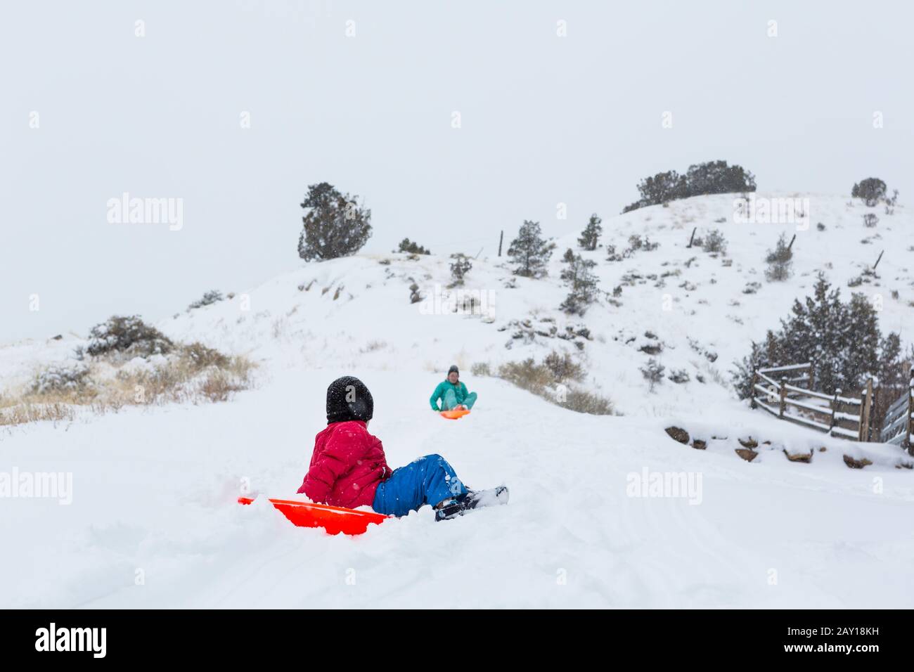 Sledding down hill hi-res stock photography and images - Alamy