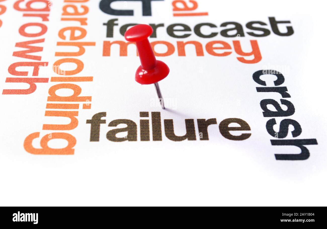 Push pin on failure text Stock Photo - Alamy