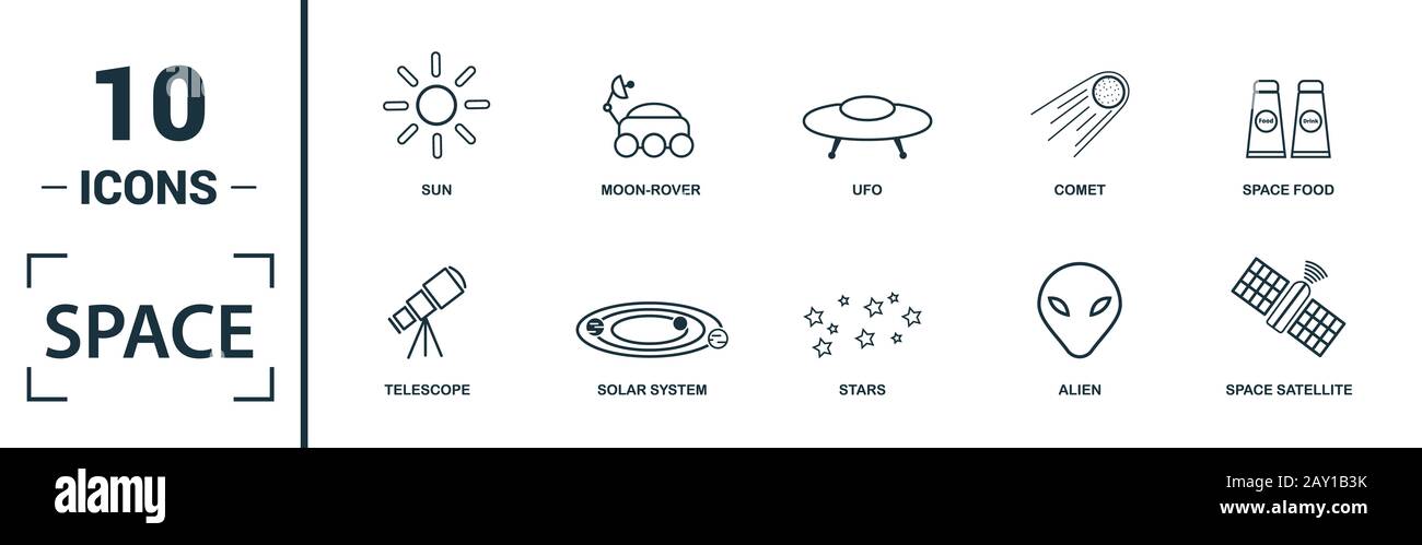 Space icon set. Include creative elements earth planet, stars ...
