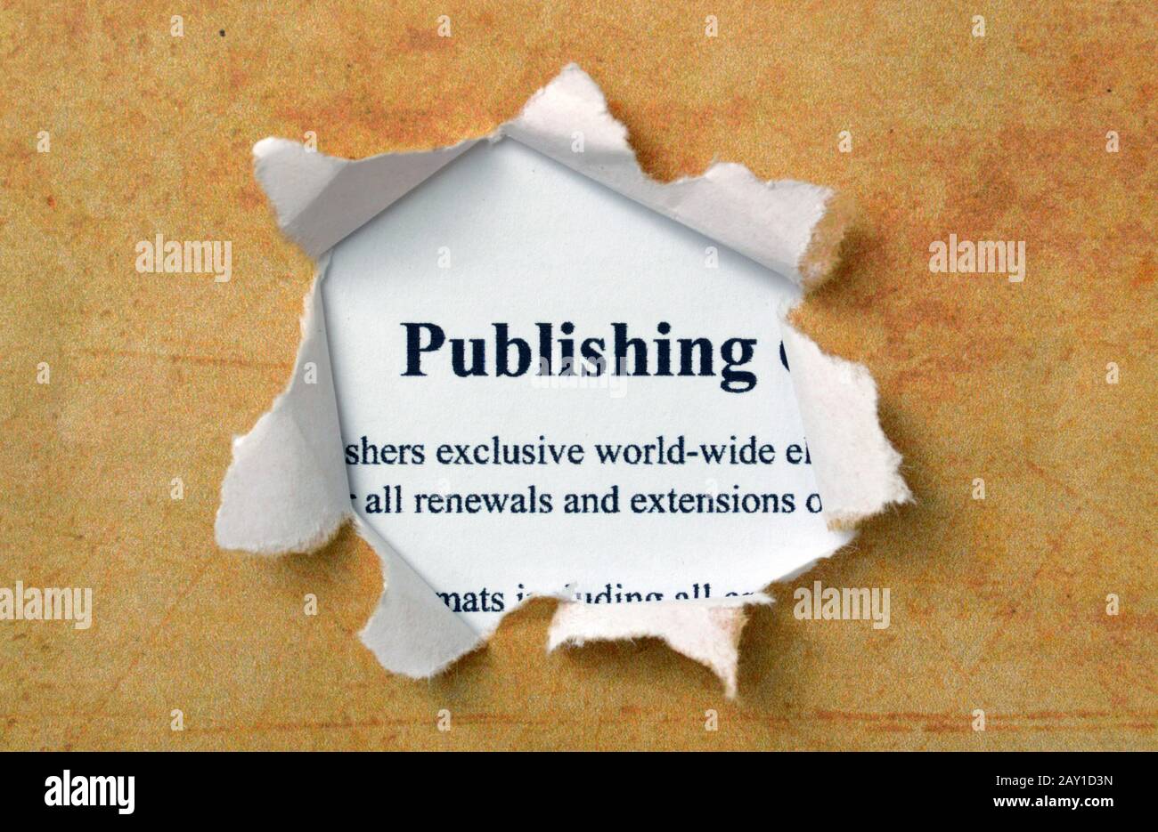 Publishing text on paperhole Stock Photo - Alamy