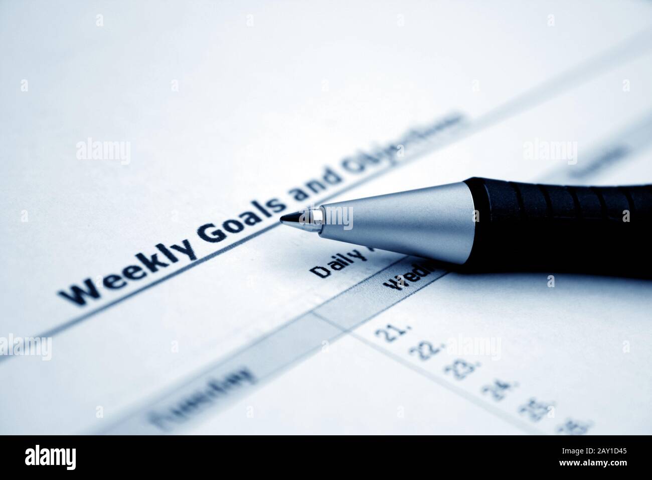 Weekly goals and objectives Stock Photo - Alamy