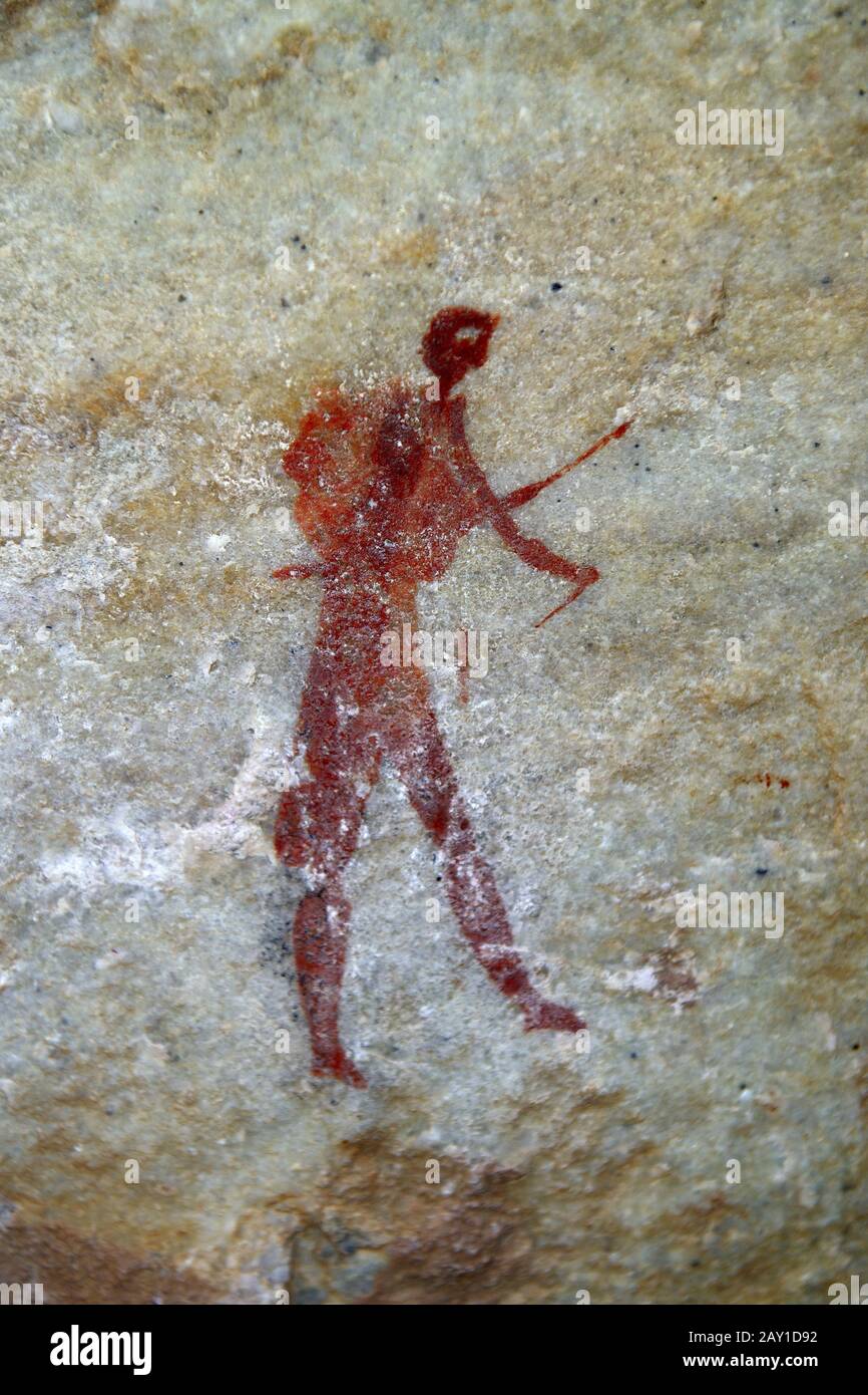 Old rock paintings of the San, indigenous people of South Africa ...