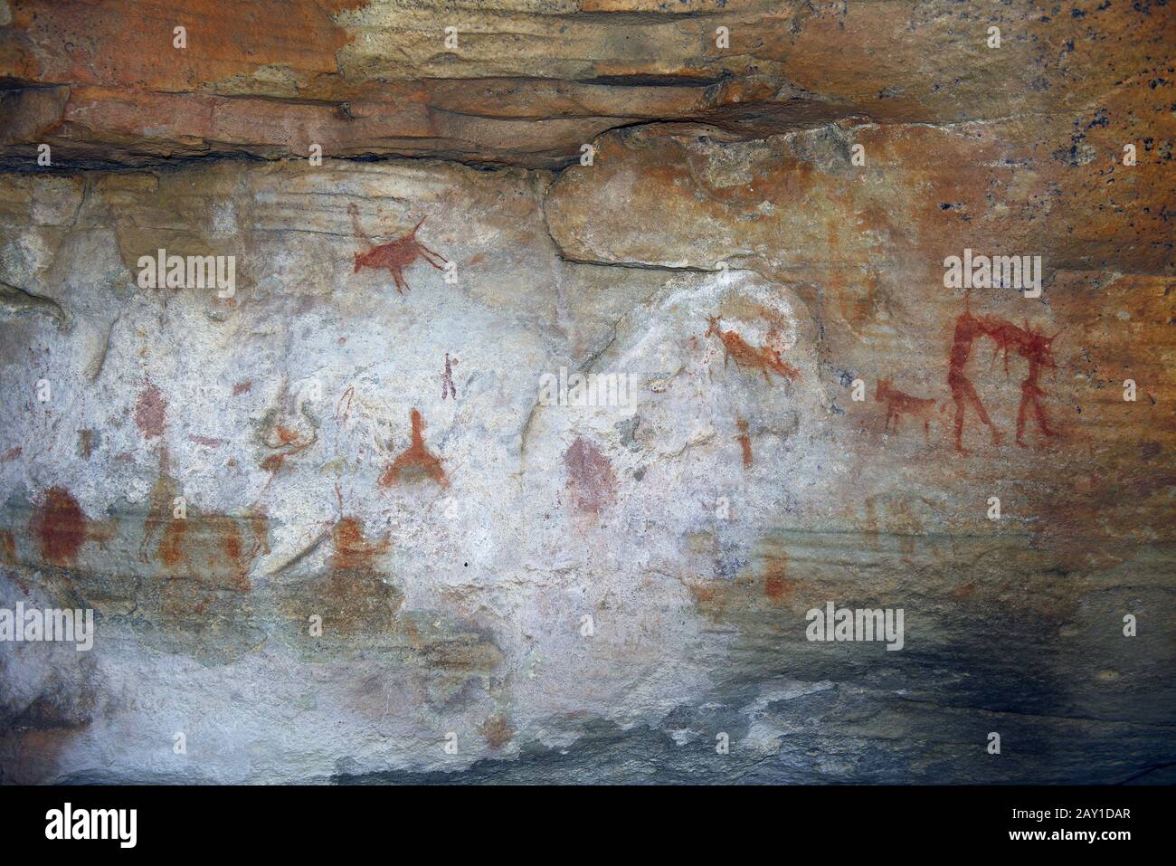 Old rock paintings of the San, indigenous people of South Africa ...