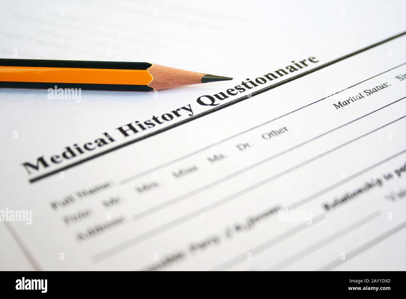 Medical history form Stock Photo - Alamy