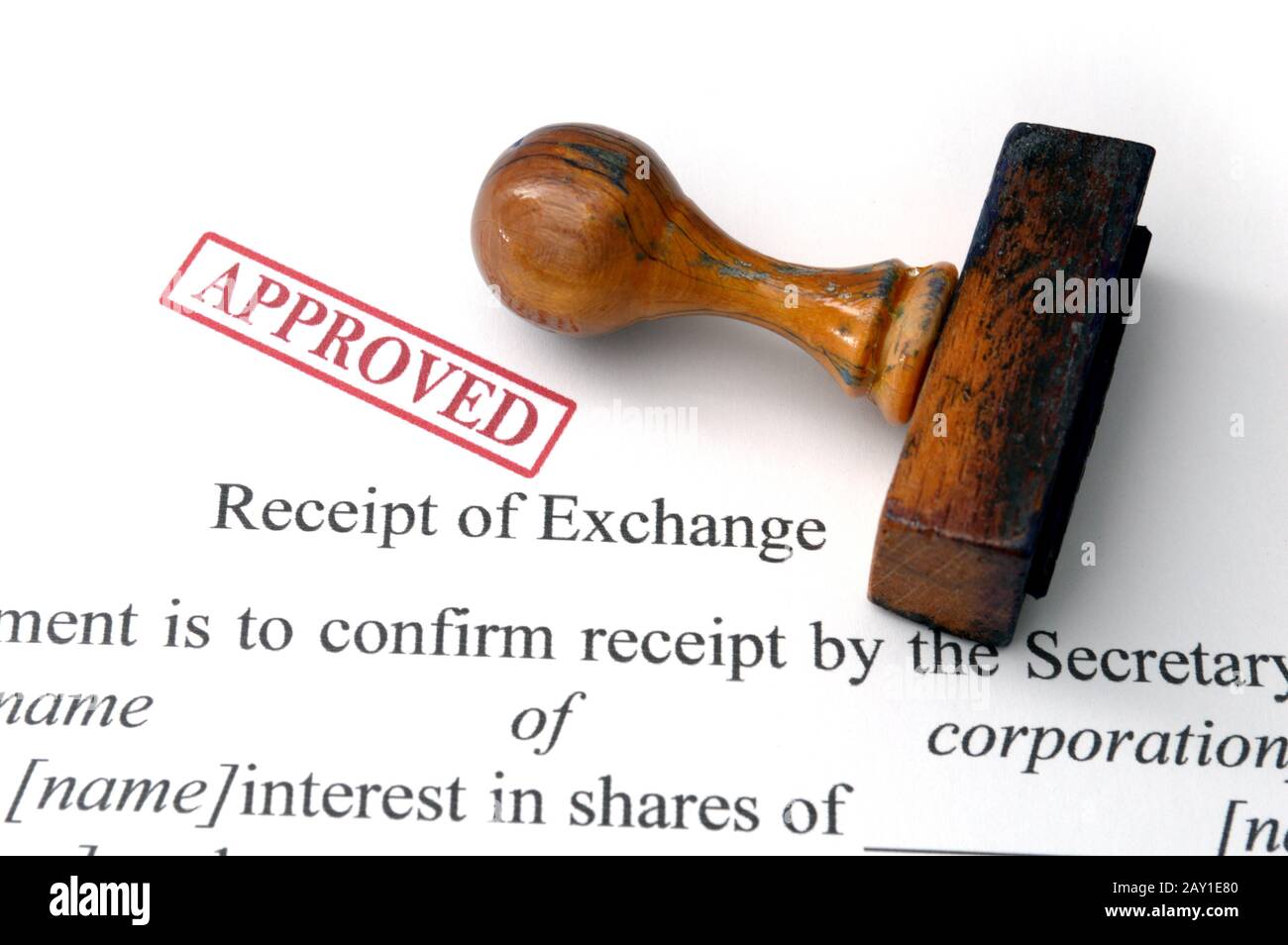 Receipt of exchange Stock Photo - Alamy