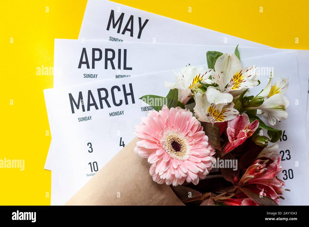 Spring months calendars. March, April and May monthly paper calendars ...