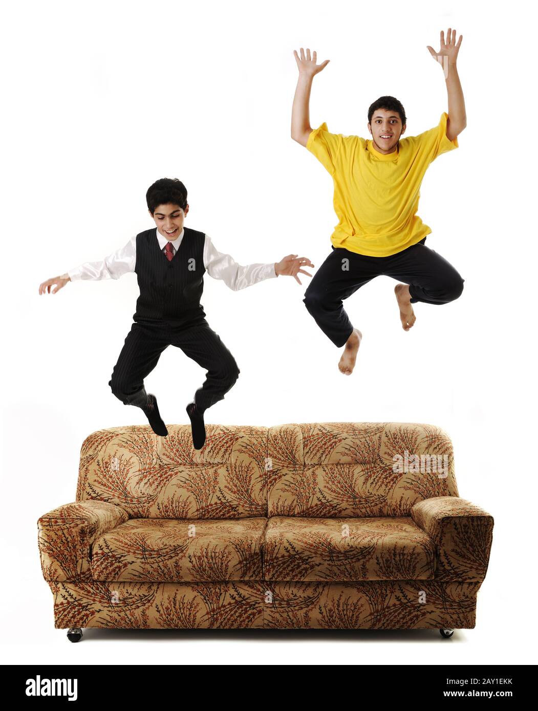 Boy jumping couch Cut Out Stock Images & Pictures - Alamy