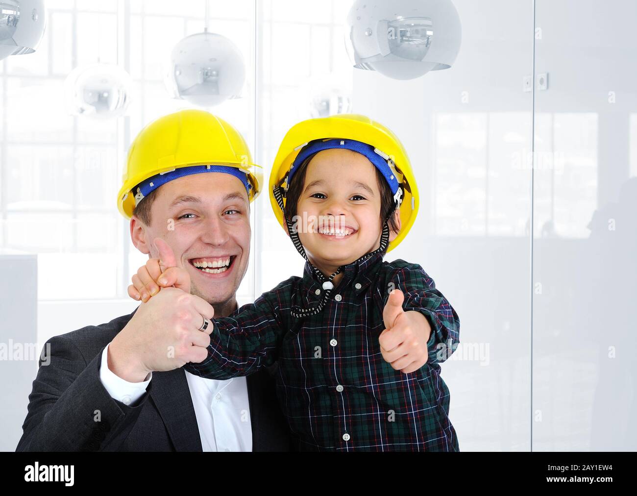 Happy boss and employee together Stock Photo - Alamy