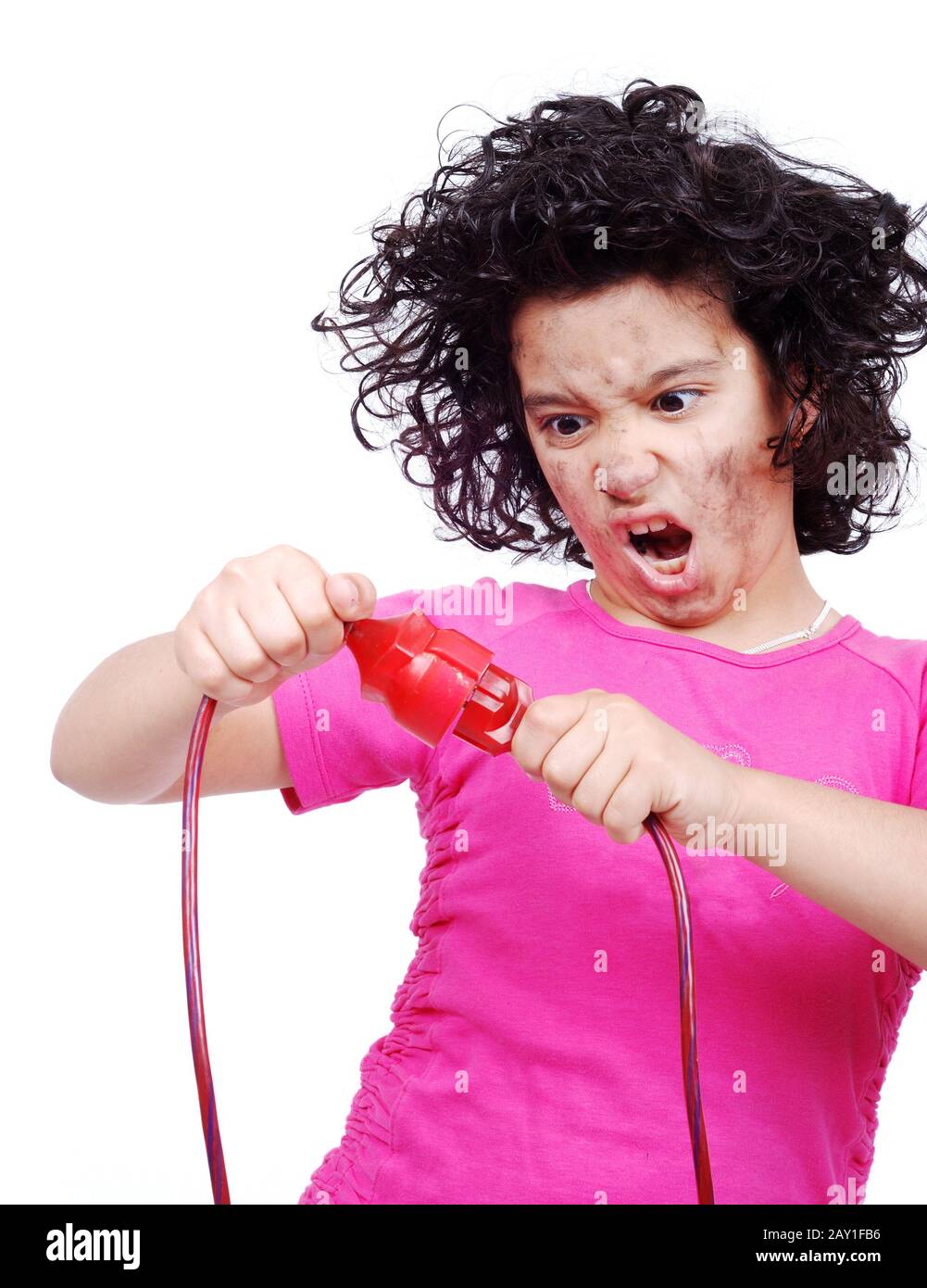 girl getting electrocuted Stock Photo - Alamy