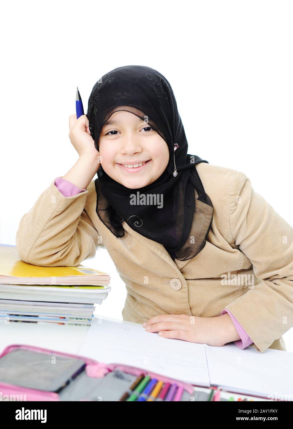Muslim girl learning Stock Photo - Alamy