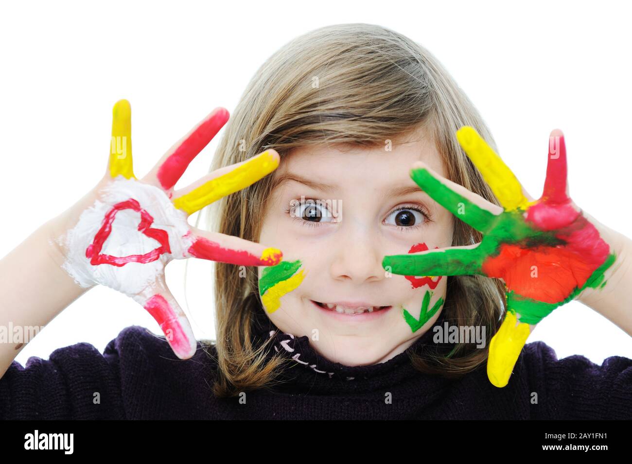 Cute girl with messy hands Stock Photo - Alamy