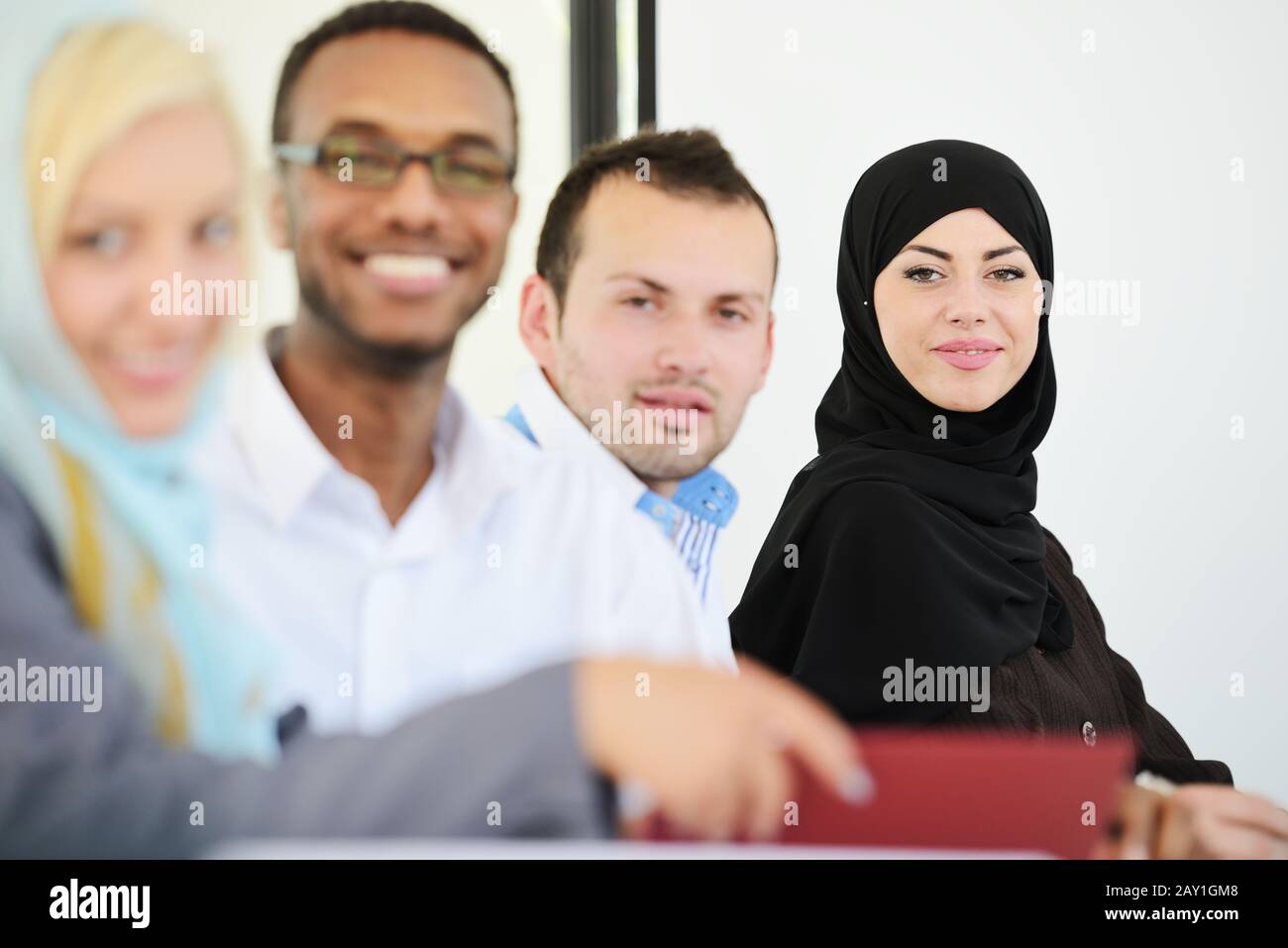 Middle eastern people having a business meeting at office Stock Photo ...