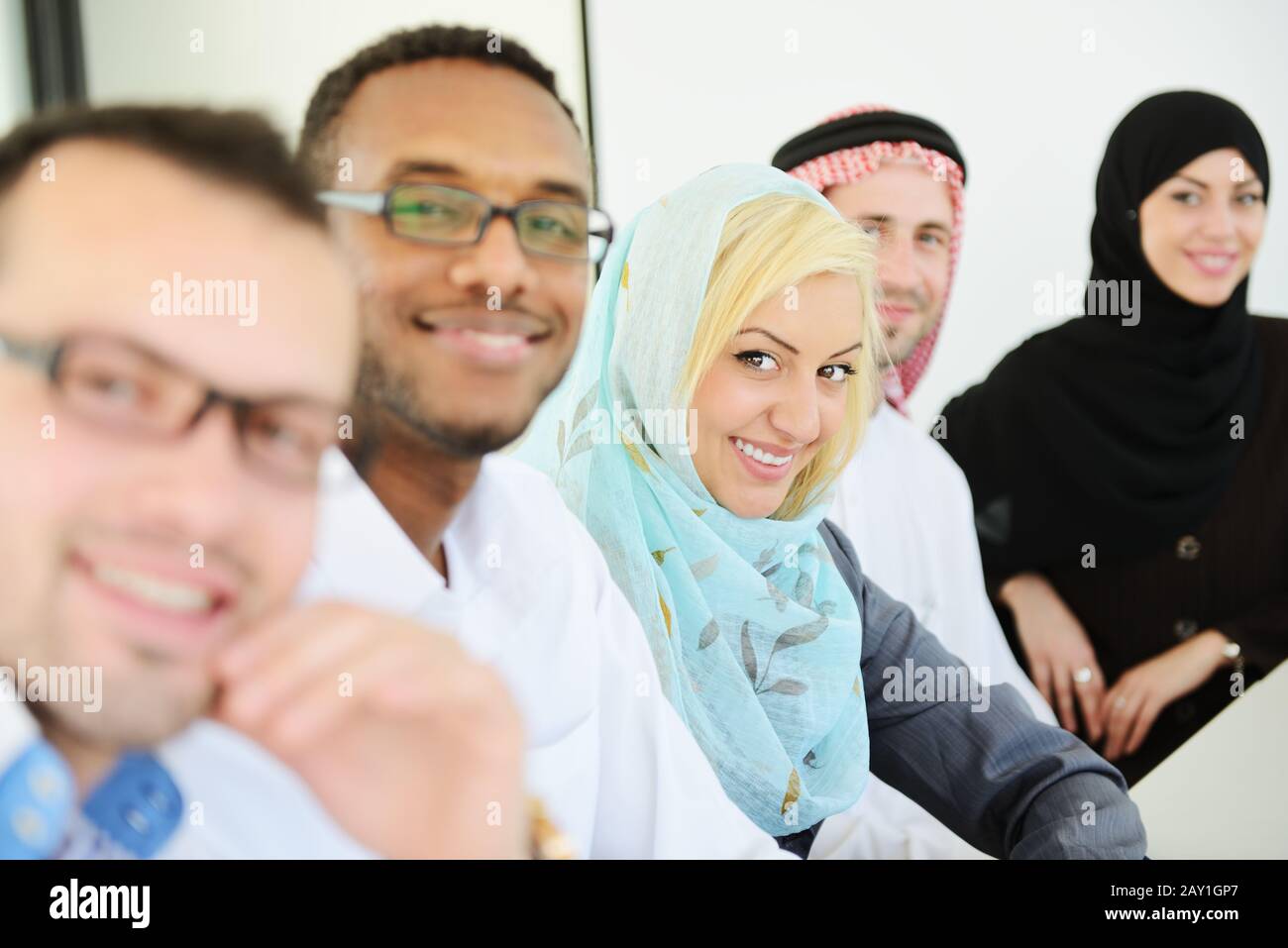 Middle eastern people having a business meeting at office Stock Photo ...