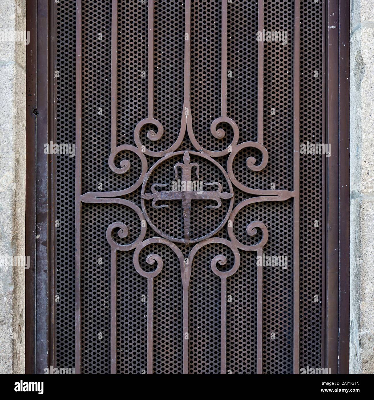 Window with styled iron grid Stock Photo - Alamy