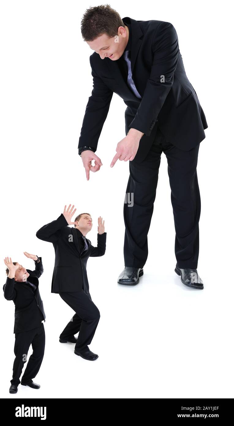 Image of a business people in different poses and emotions, boss on top ...