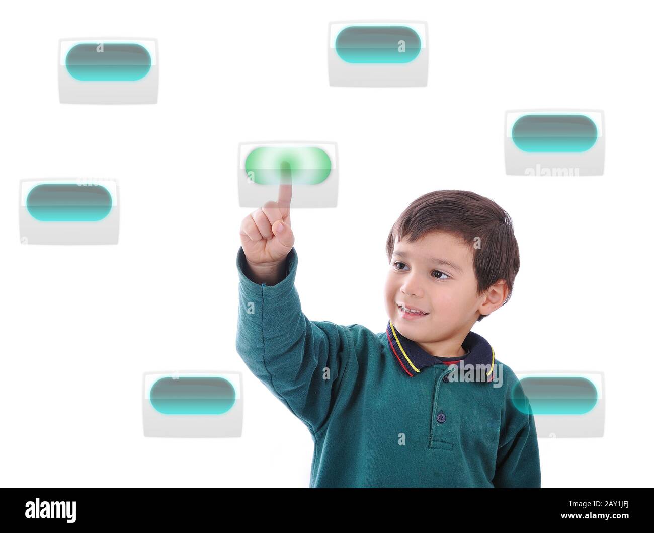 Little cute child pressing digital buttons on touchscreen Stock Photo ...