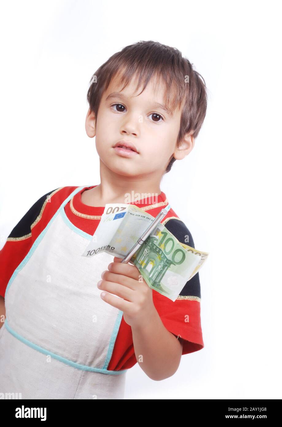 Little boy holding money Stock Photo - Alamy